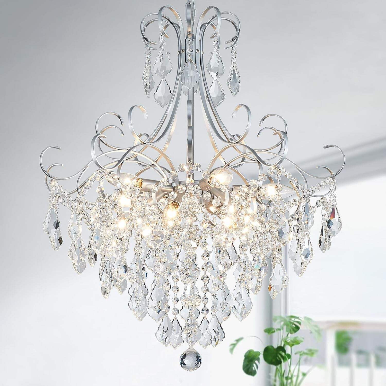 WUZUPS Crystal Chandelier Flushmount Ceiling Light Modern Lighting ...