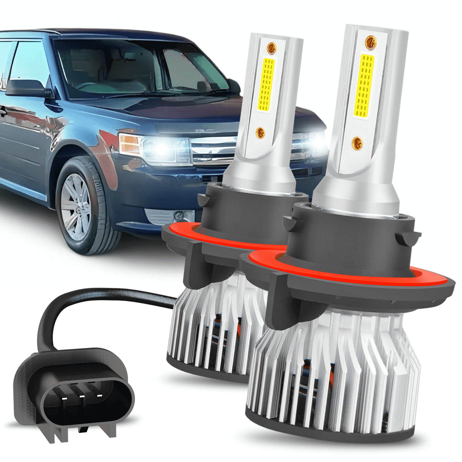 WVKVII For 2009-2018 Ford Flex H13 LED Headlight Bulbs High and Low ...