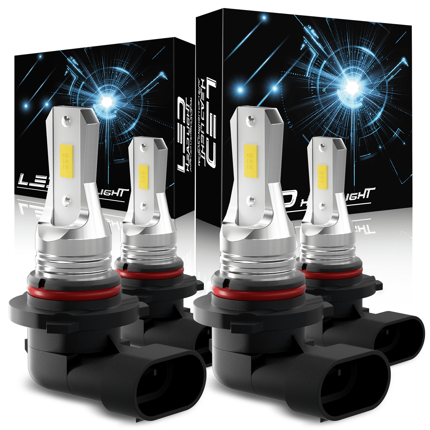 WVKVII LED Headlight Bulbs 9005 High Beam 9006 Low Beam Kit for Upgrade Halogen Super Bright 4 ...