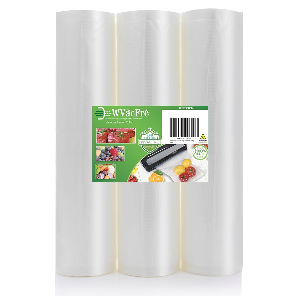 WVacFre 3 Pack 8"x20' Rolls Vacuum Cleners Sealer Bags Rolls for Food ...