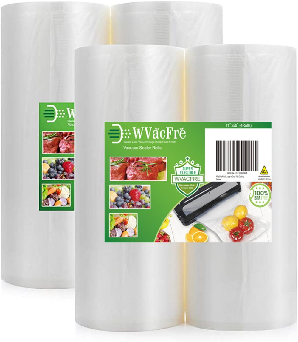 WVacFre 4 Pack 11x50 Rolls (Total 200 feet) Vacuum Cleners Sealer Bags ...