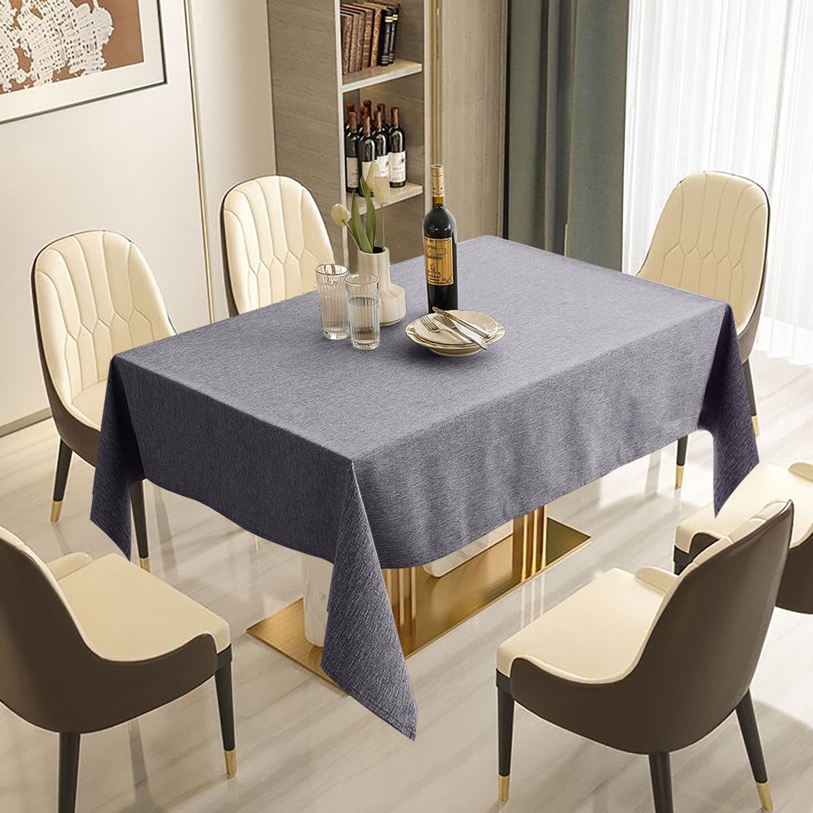 WVacFre Rectangle Tablecloth Linen Waterproof and Stain Resistant Table ...