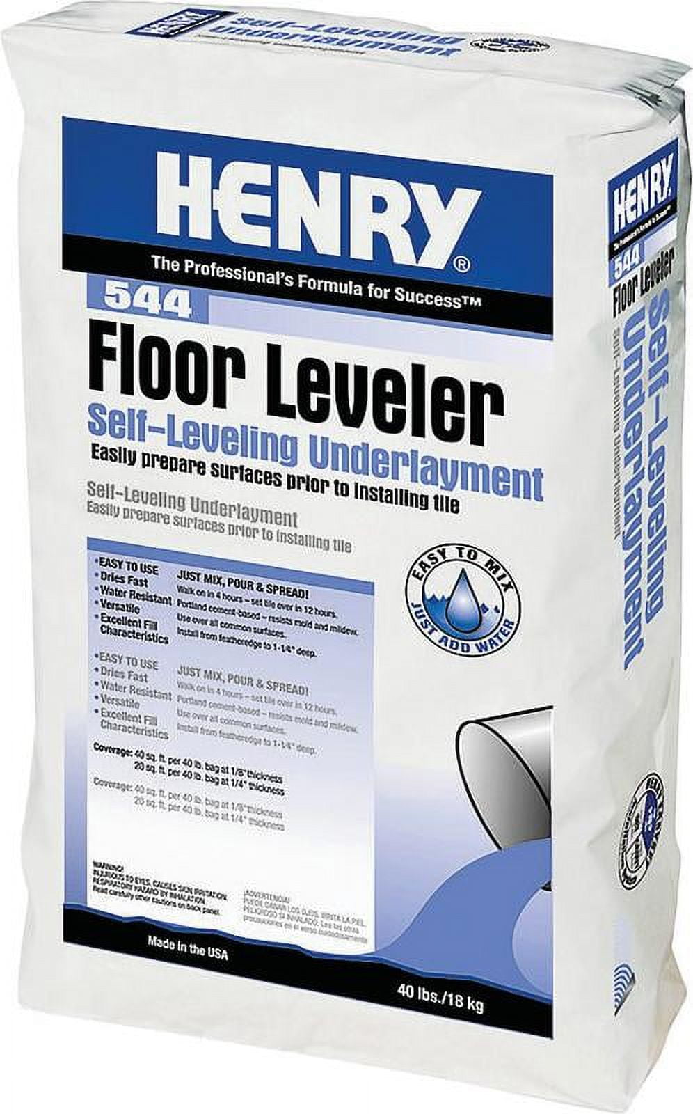 Henry 544 Floor Leveler, Gray Self-Leveling Compound 40 lb Water ...
