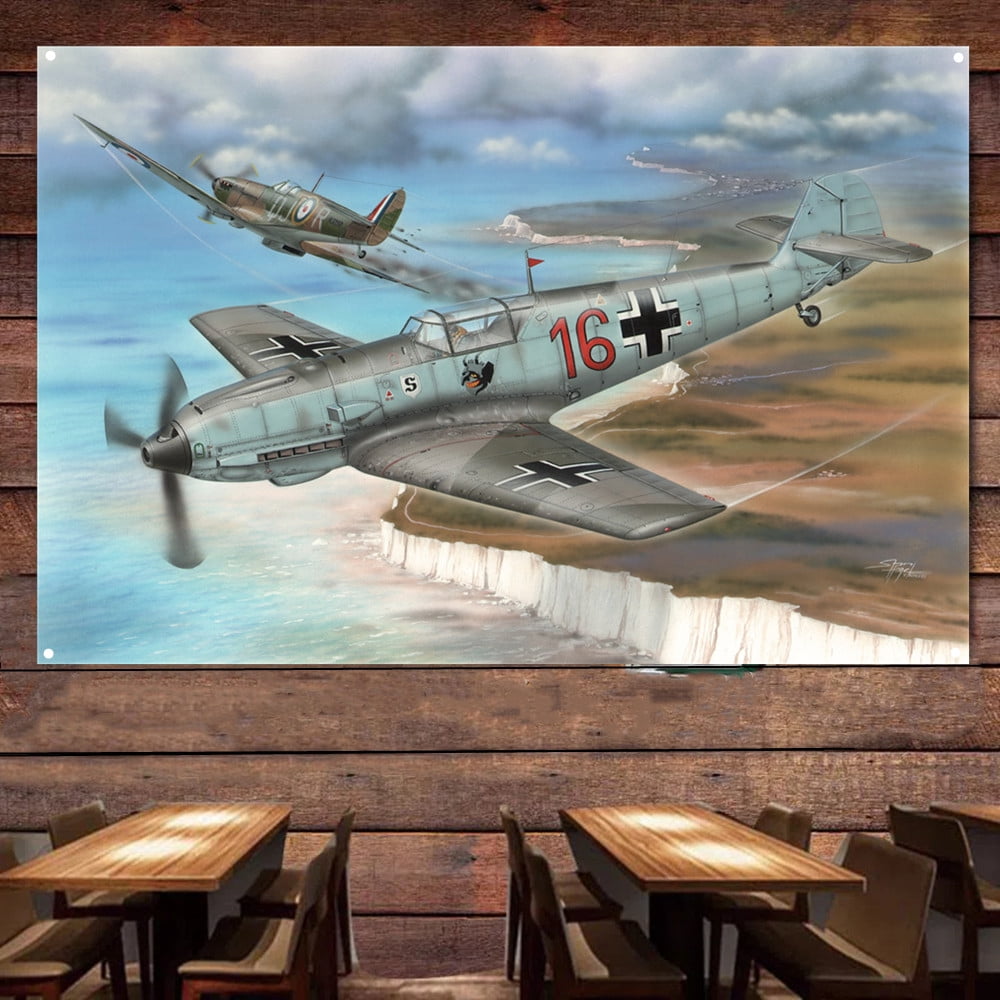 WW II Bf 109E-1 Fighter Jet Poster Wall Banner & Flag Air Force ...