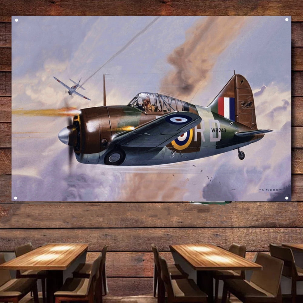 WW II France Buffalo Fighter Jet Banner & Flag - Military Wall Art ...