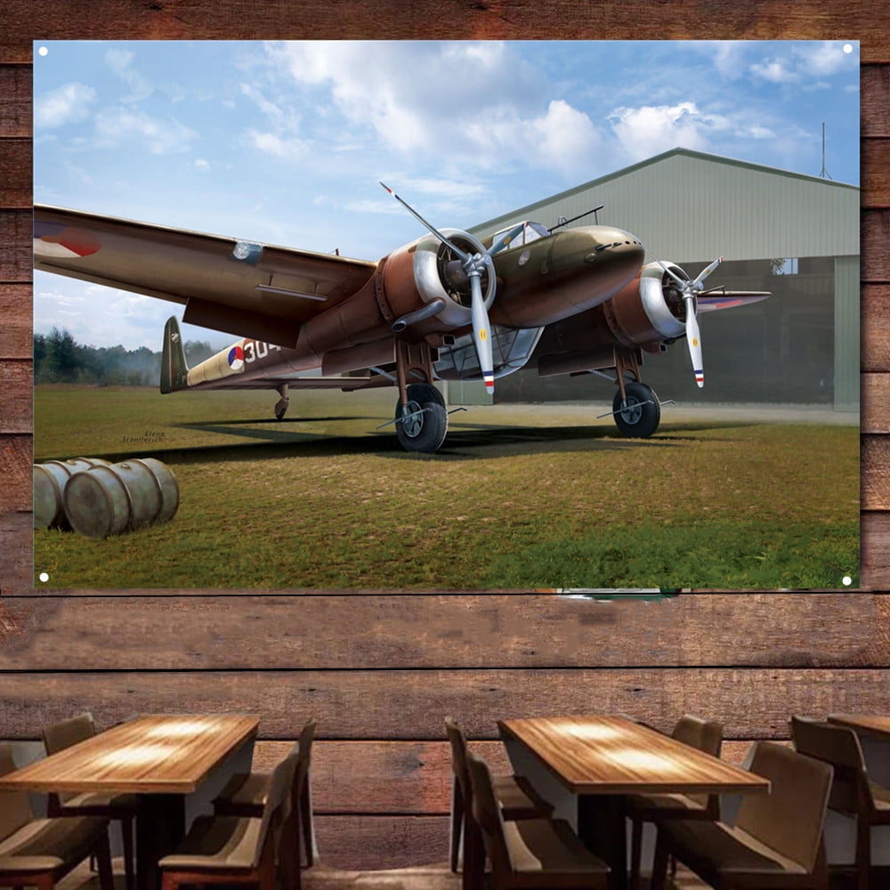 WW II G.1A Reconnaissance Fighter Jet Banner Wall Art Canvas Banner ...