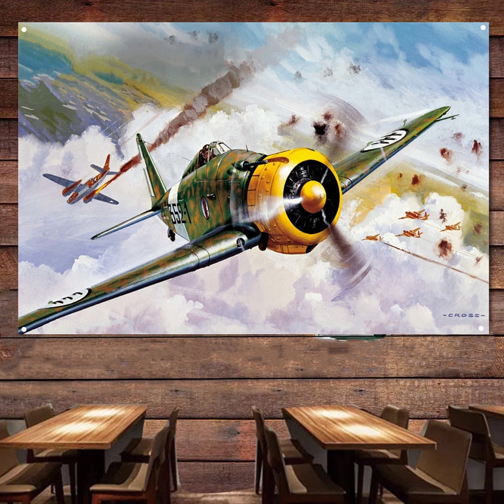 WW II G.50 Fighter Jet Banner Wall Art - 38" x 57" Aviation Military ...
