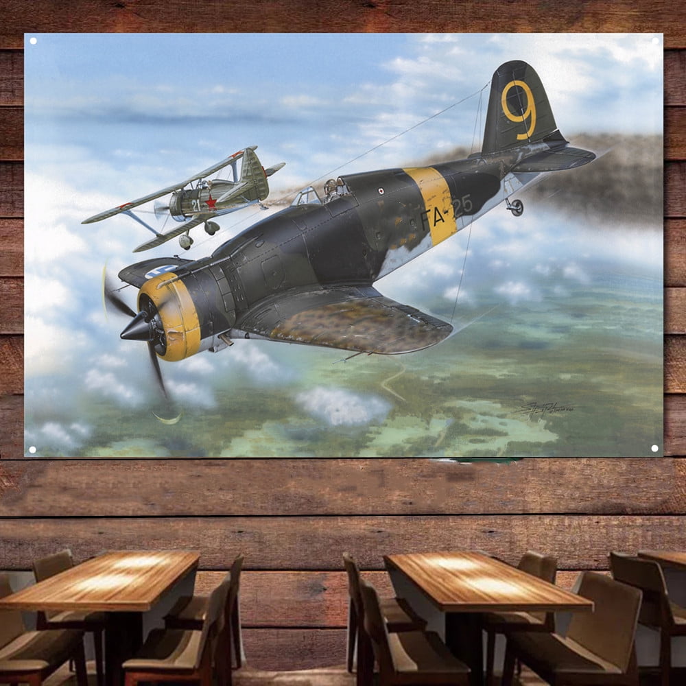 WW II G.50-II Freccia Fighter Jet Banner Wall Art Canvas Banner - 38" x ...