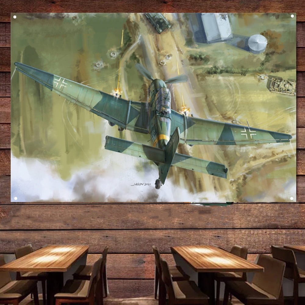 WW II German Ju 87G Stuka Fighter Jet Poster Wall Banner & Flag Air ...