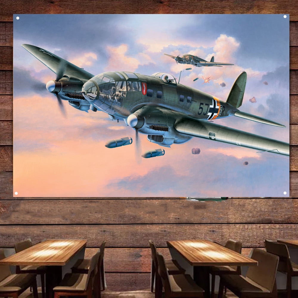 WW II He-111 H-6 Bomber Fighter Jet Posters & Prints Wall Art Flag - 38 ...