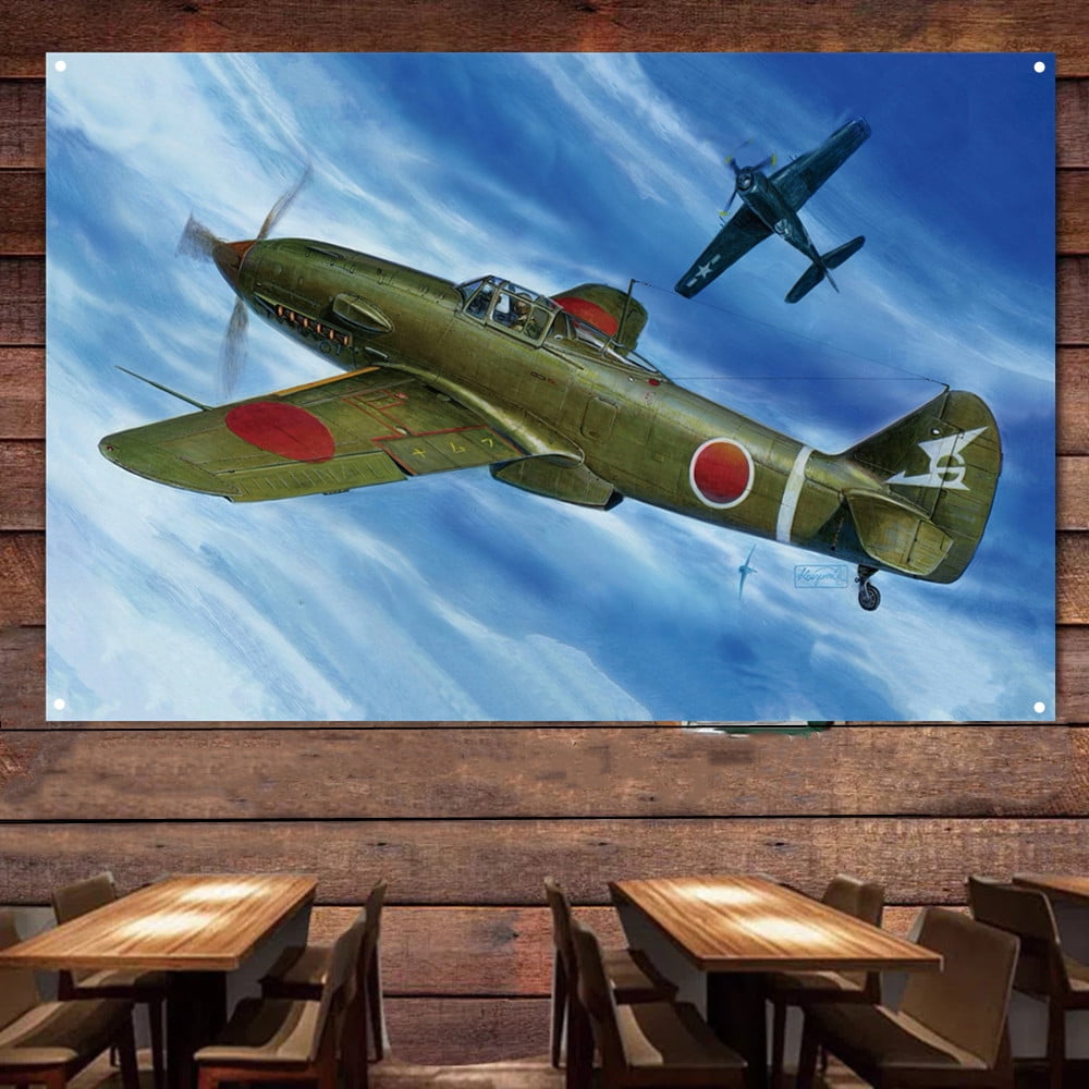 WW II Japanese Ki-61-II Kai Army Fighter Jet Poster Wall Banner & Flag ...