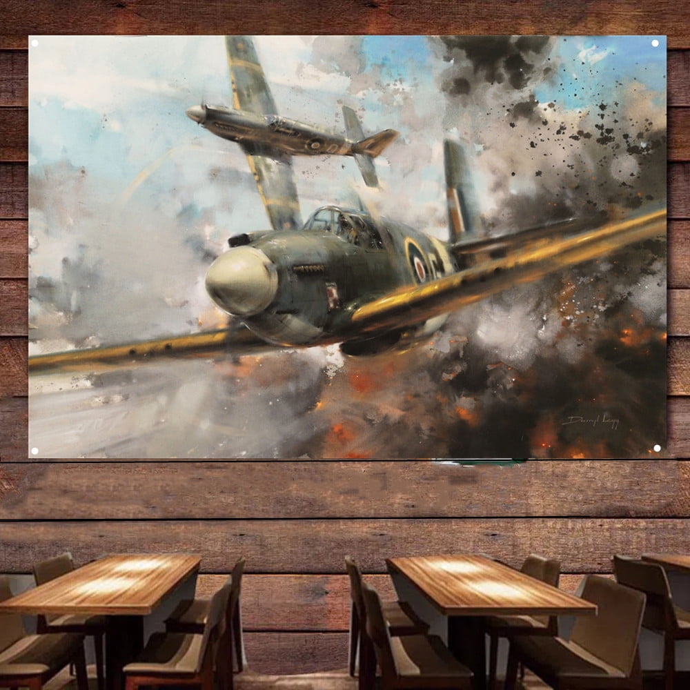 WW II RAF Mustang Fighter Jet Canvas Print Poster - Decorate Your Wall ...