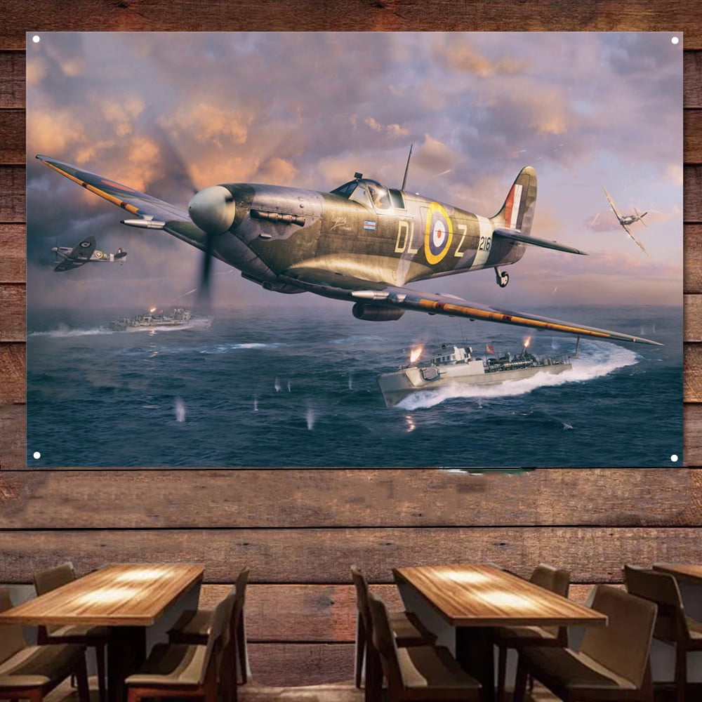 WW II Spitfire Mk.Vc Fighter Jet Poster Canvas Painting For Wall Decor ...