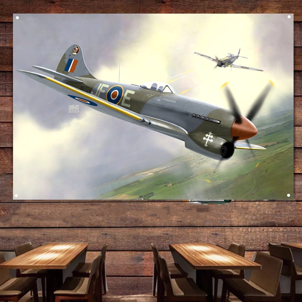 WW II Tempest Mk.V Fighter Plane Poster Canvas Print Art Banner - 38" x ...