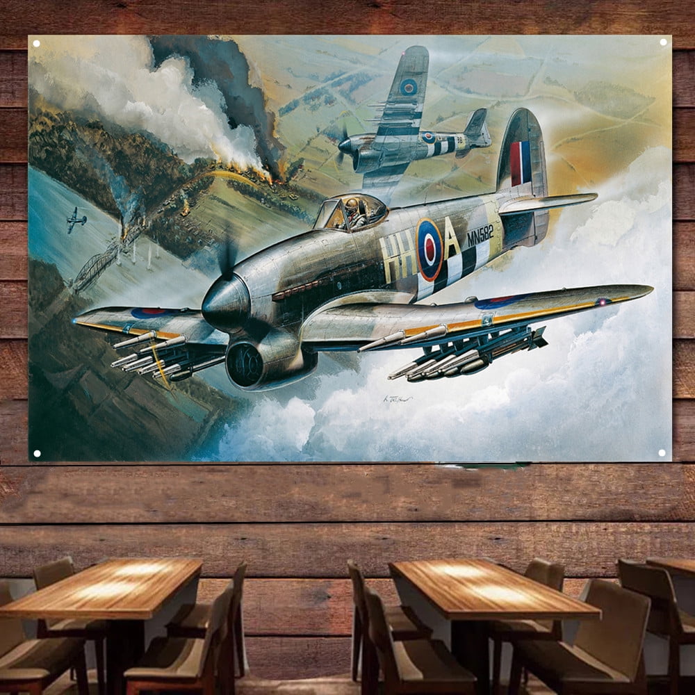 WW II Typhoon Mk.Ib Attack Aircraft Fighter Posters and Prints Canvas ...