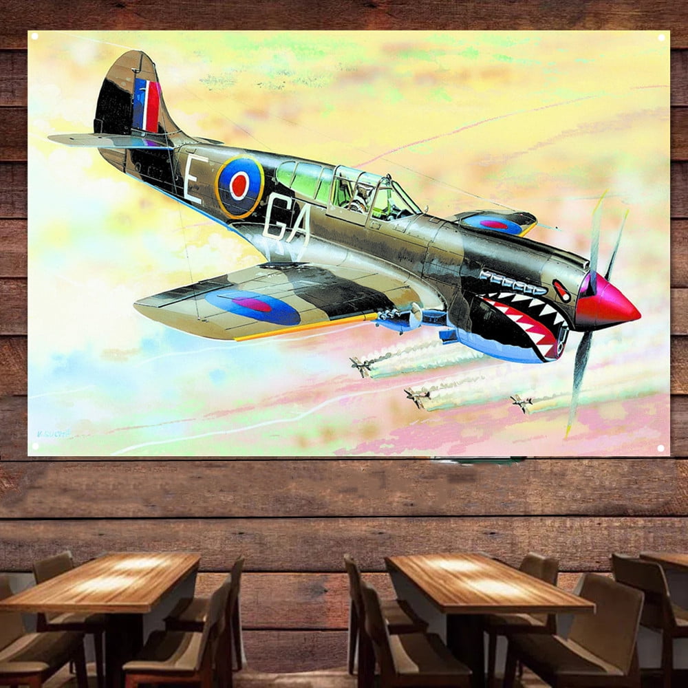 WW II US Kittyhawk Mk.III Fighter Banner Wall Hanging Flag - Air Force ...