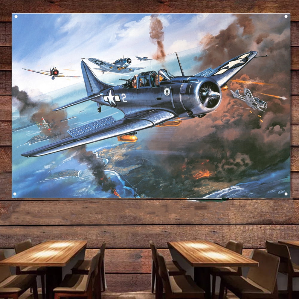 WW II US SBD Dauntless Fighter Jet Tapestry Wall Art - Experience ...