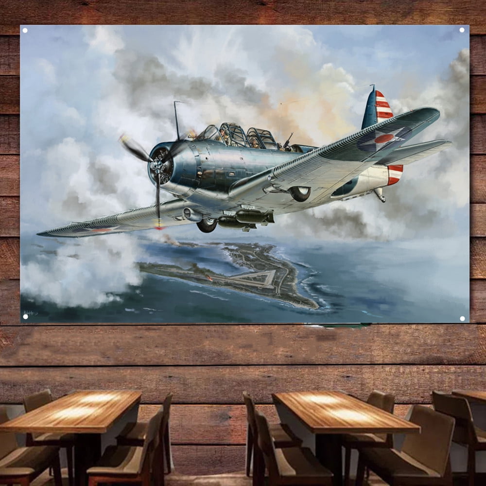 WW II US TBD-1 Devastator Fighter Jet Banner Wall Art Canvas Banner ...
