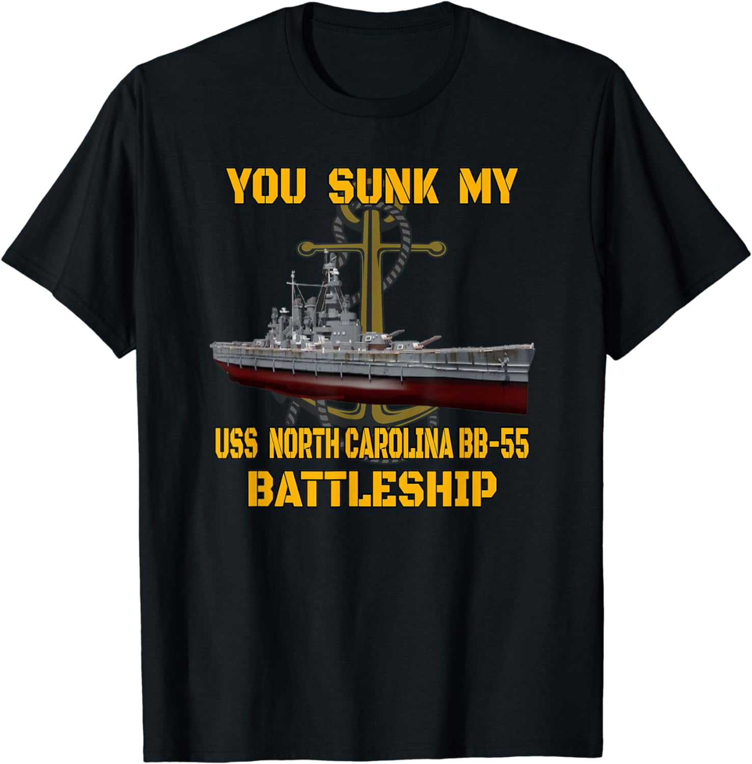 WW2 American Warship & USS North Carolina BB-55 Battleship T-Shirt ...
