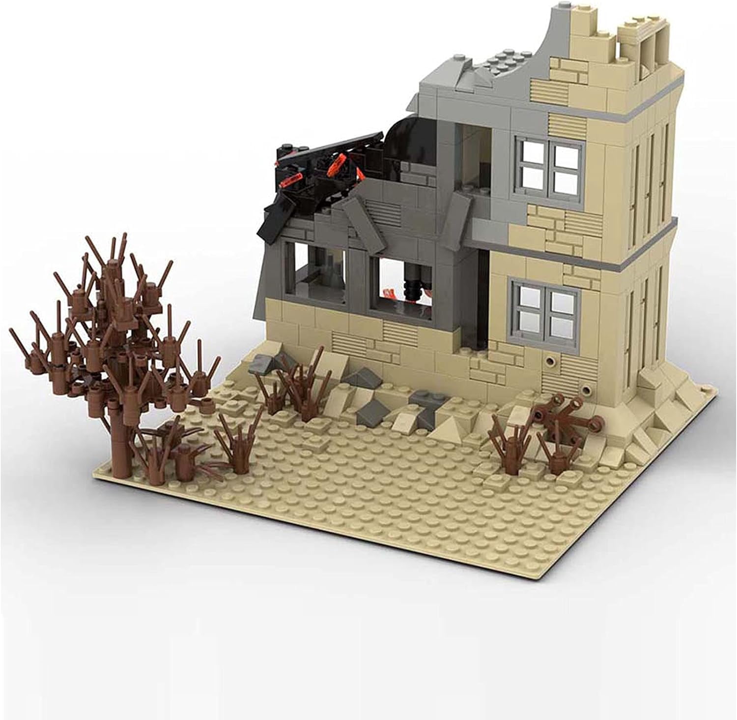 WW2 Army Building Kit, Military Ruins Base Set, Fully Compatible with ...