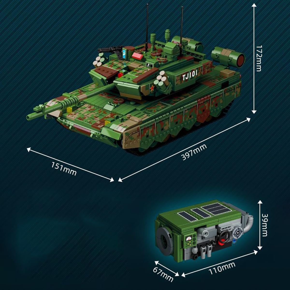 WW2 Army Tank Building Set, Military 99A Heavy Tank Model with 4 ...