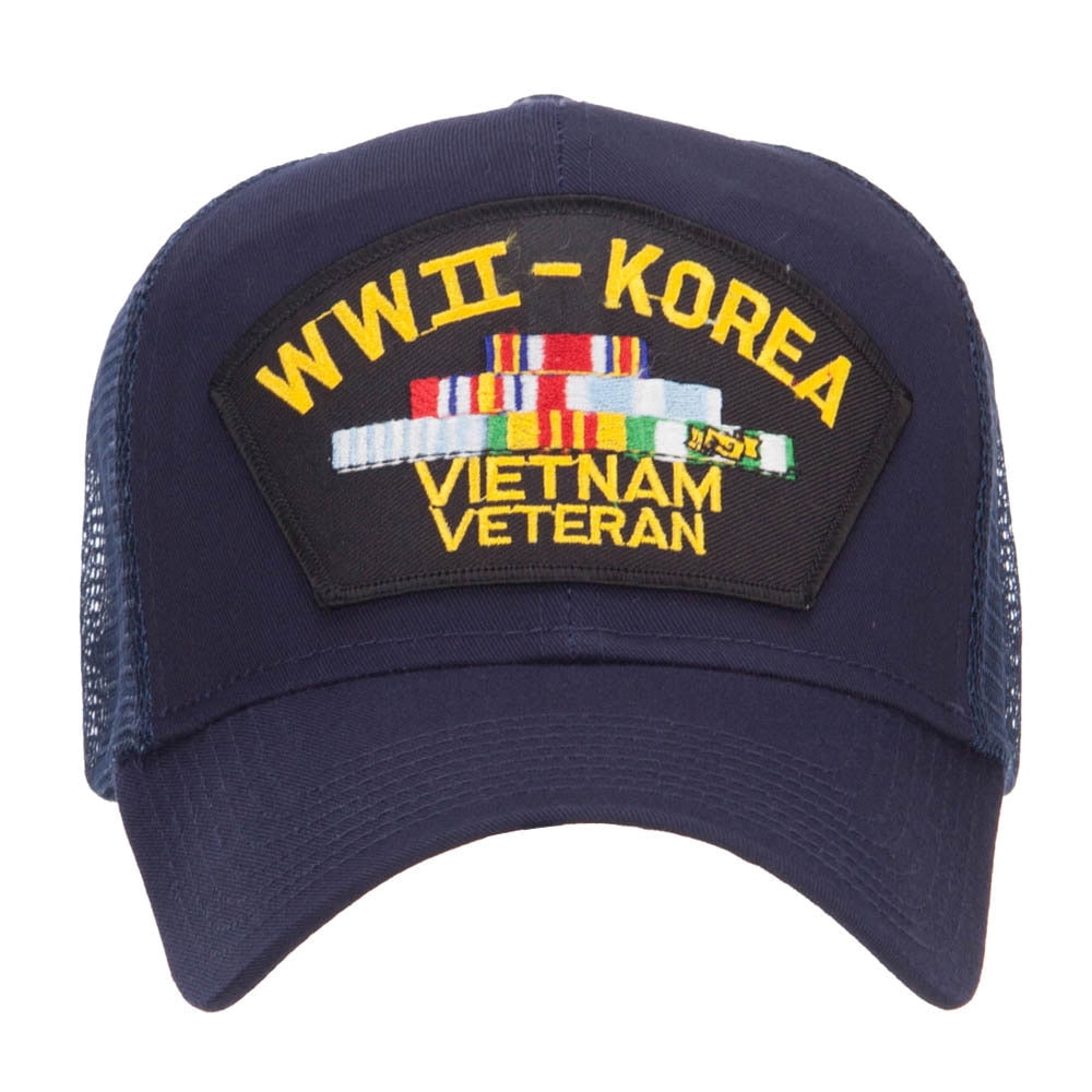 WW2 Korea Vietnam Veteran Patched Mesh Cap - Navy OSFM - Walmart.com