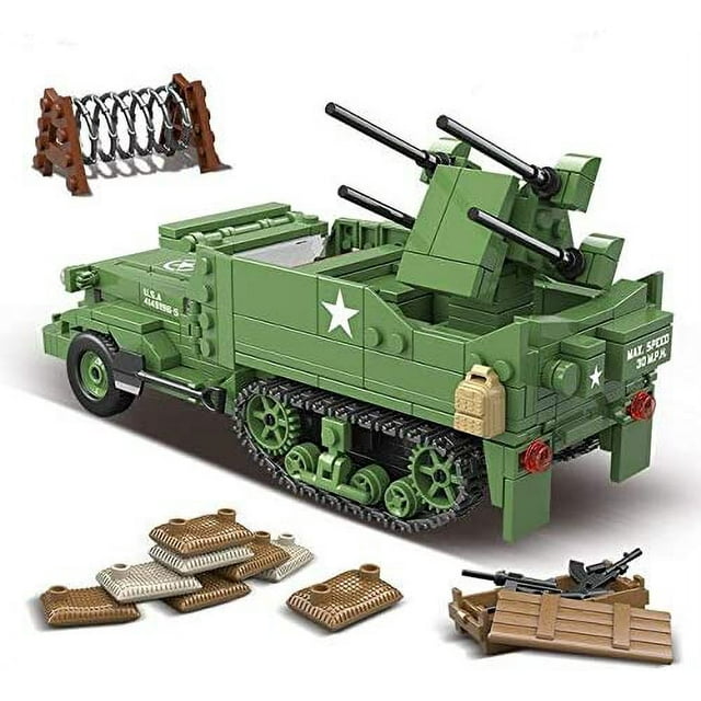 WW2 M16 MGMC Half Track Anti-Aircraft Building Blocks Toy Set - Walmart.com
