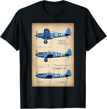 WW2 Military Aircraft Technical Drawing T-Shirt - Walmart.com