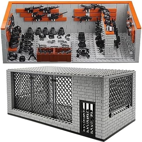 WW2 Military Base Building Blocks Sets Army Base Prison Armory Building ...
