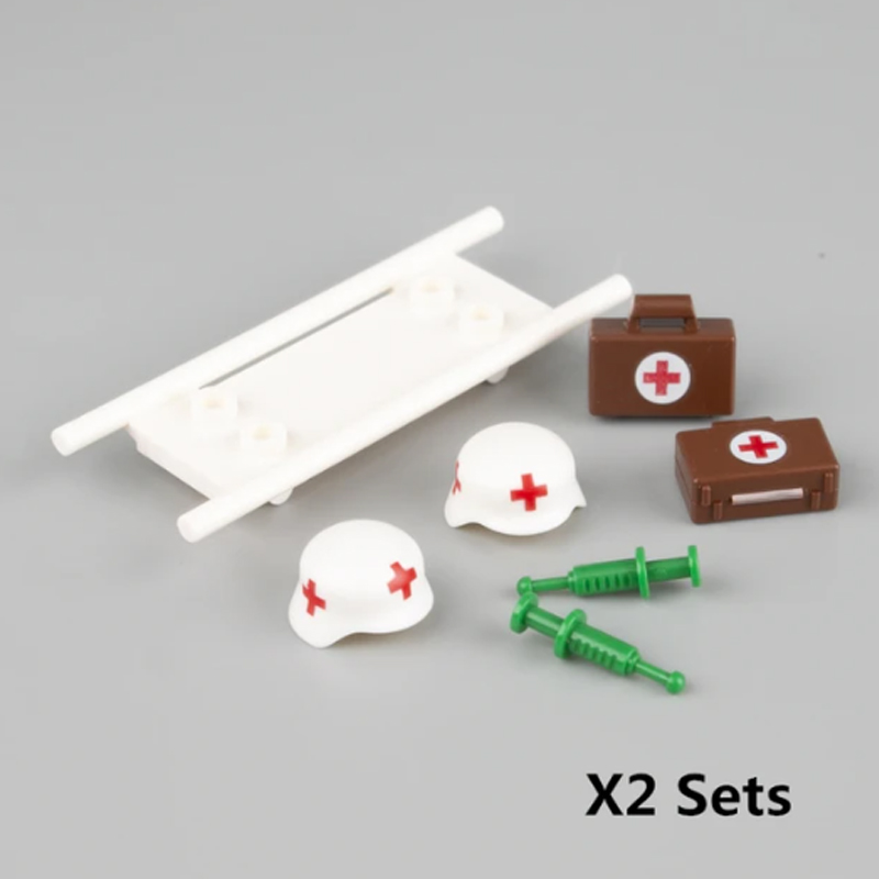 WW2 Military Medical Soldier Figure Building Blocks Syringe Stretcher ...