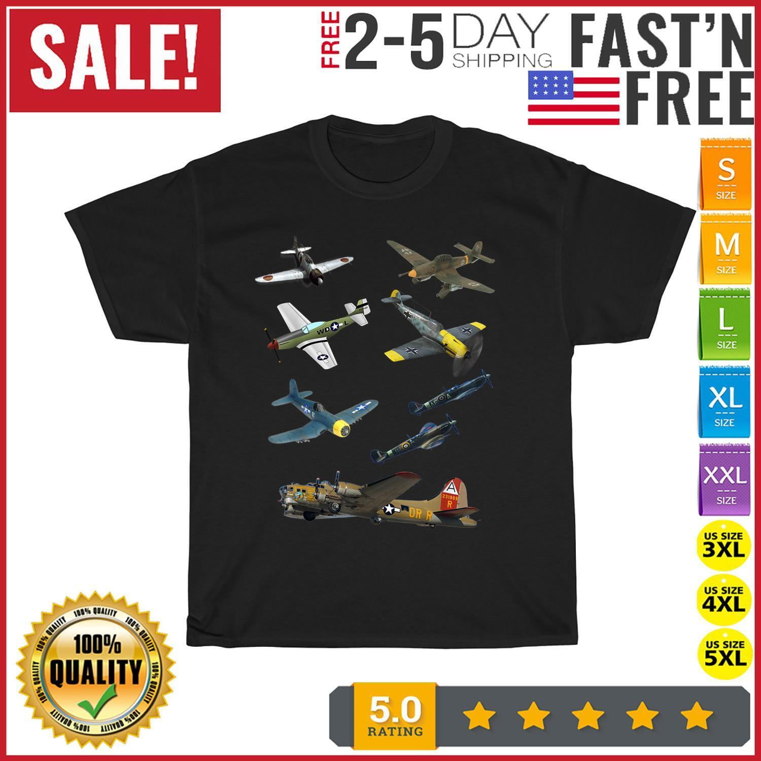 WW2 Planes Warbirds P51 Mustang Spitfire Messerschmitt Vintage T Shirt ...