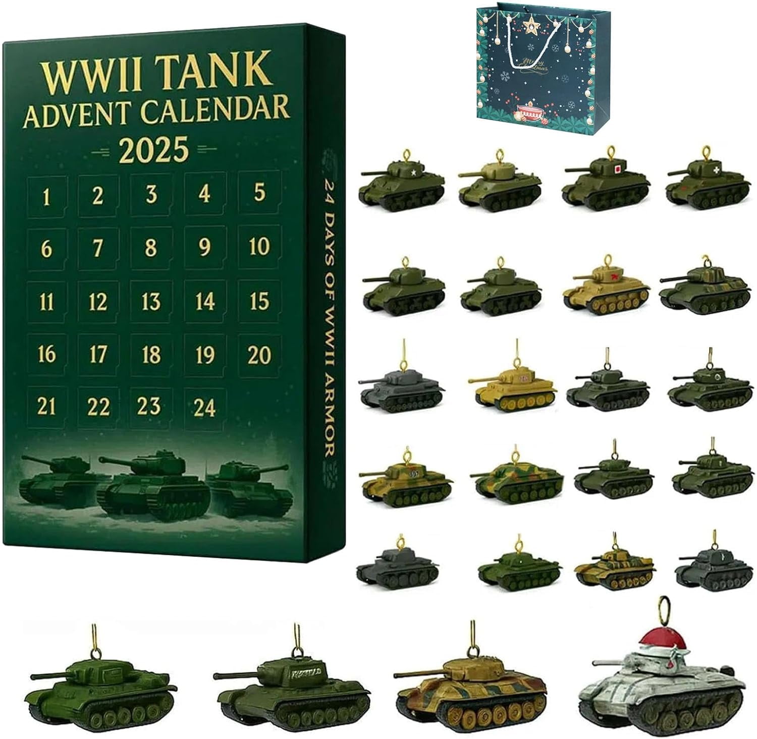 WW2 Tank Advent Calendars 2025, 24 Days WW2 Iconic Tank Ornaments ...