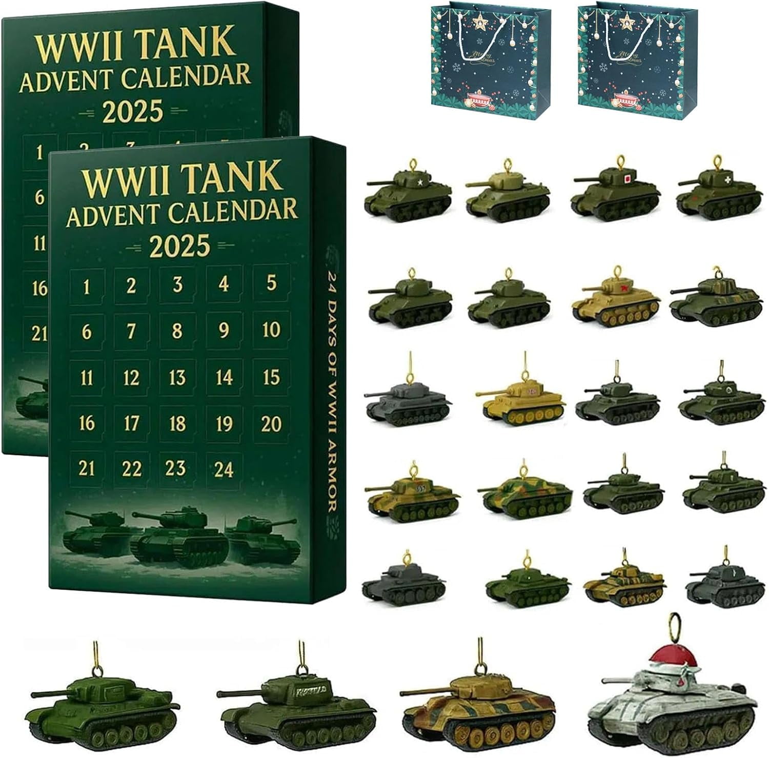WW2 Tank Advent Calendars 2025, 24 Days WW2 Iconic Tank Ornaments ...