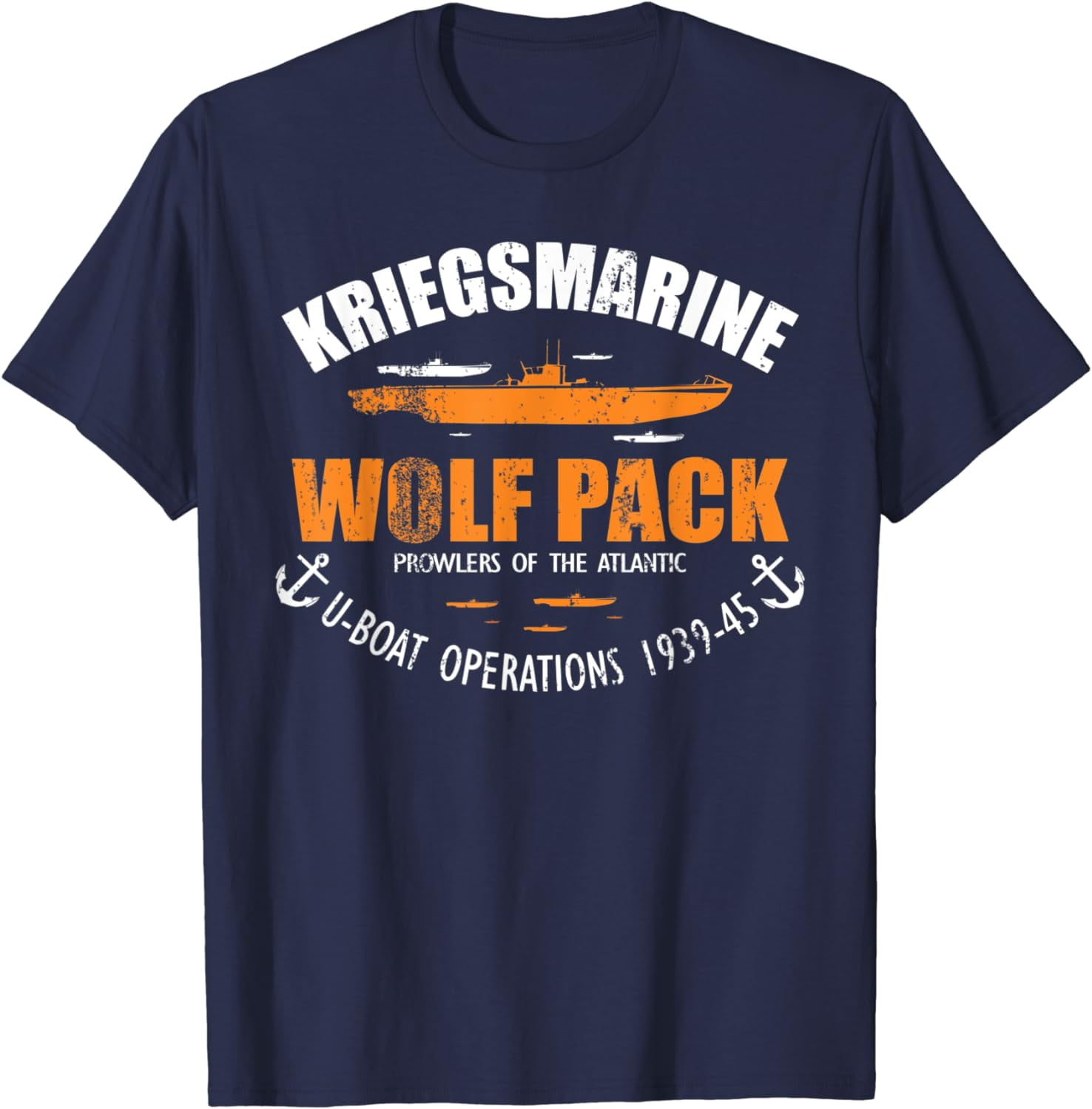 WW2 U-boat - Kriegsmarine Wolf Pack (distressed) Unisex T-shirts ...