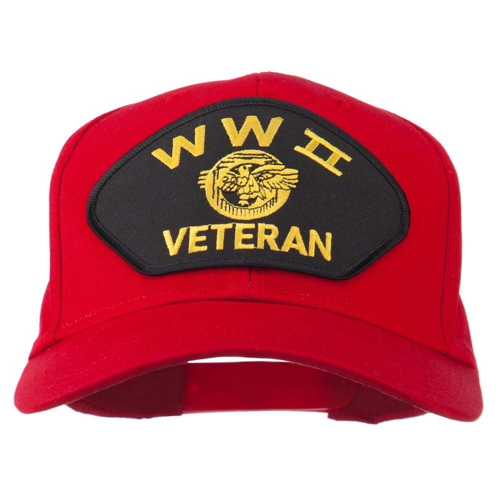 WW2 Veteran Military Patch Cap - Red OSFM - Walmart.com