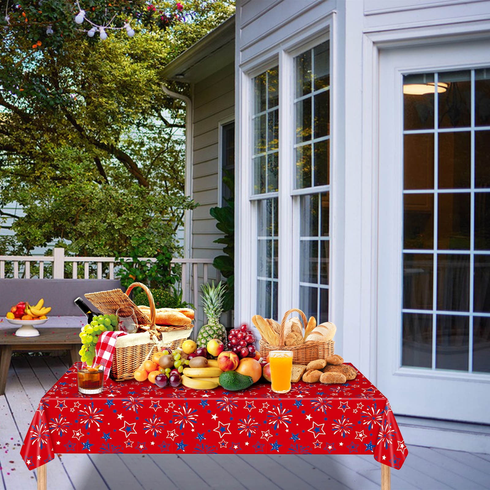WWC 4th of July Disposable Tablecloth, Patriotic Red White Blue Flag ...