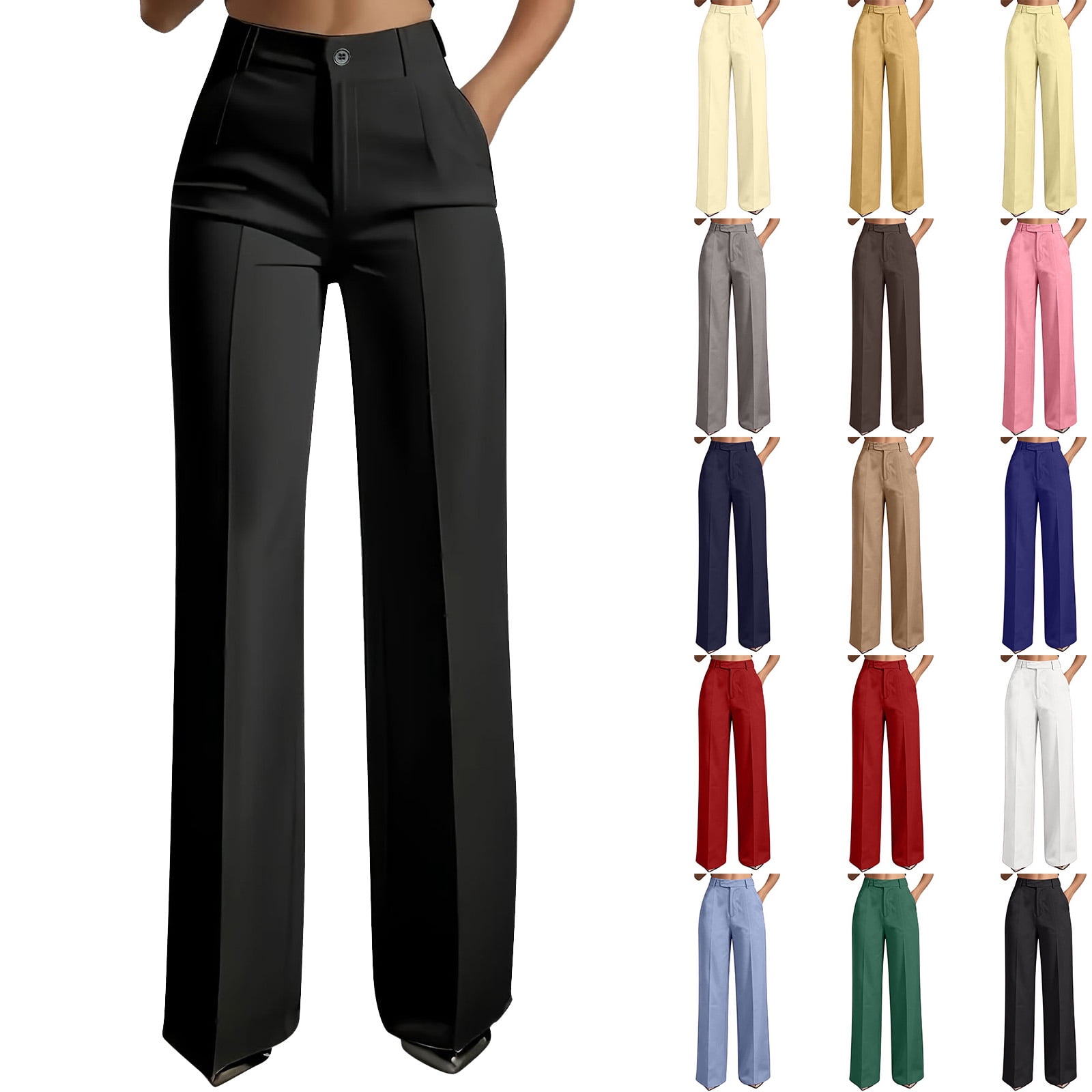 WWC Dress Pants Women, High Waisted Wide Leg Pants Woman with Pockets ...
