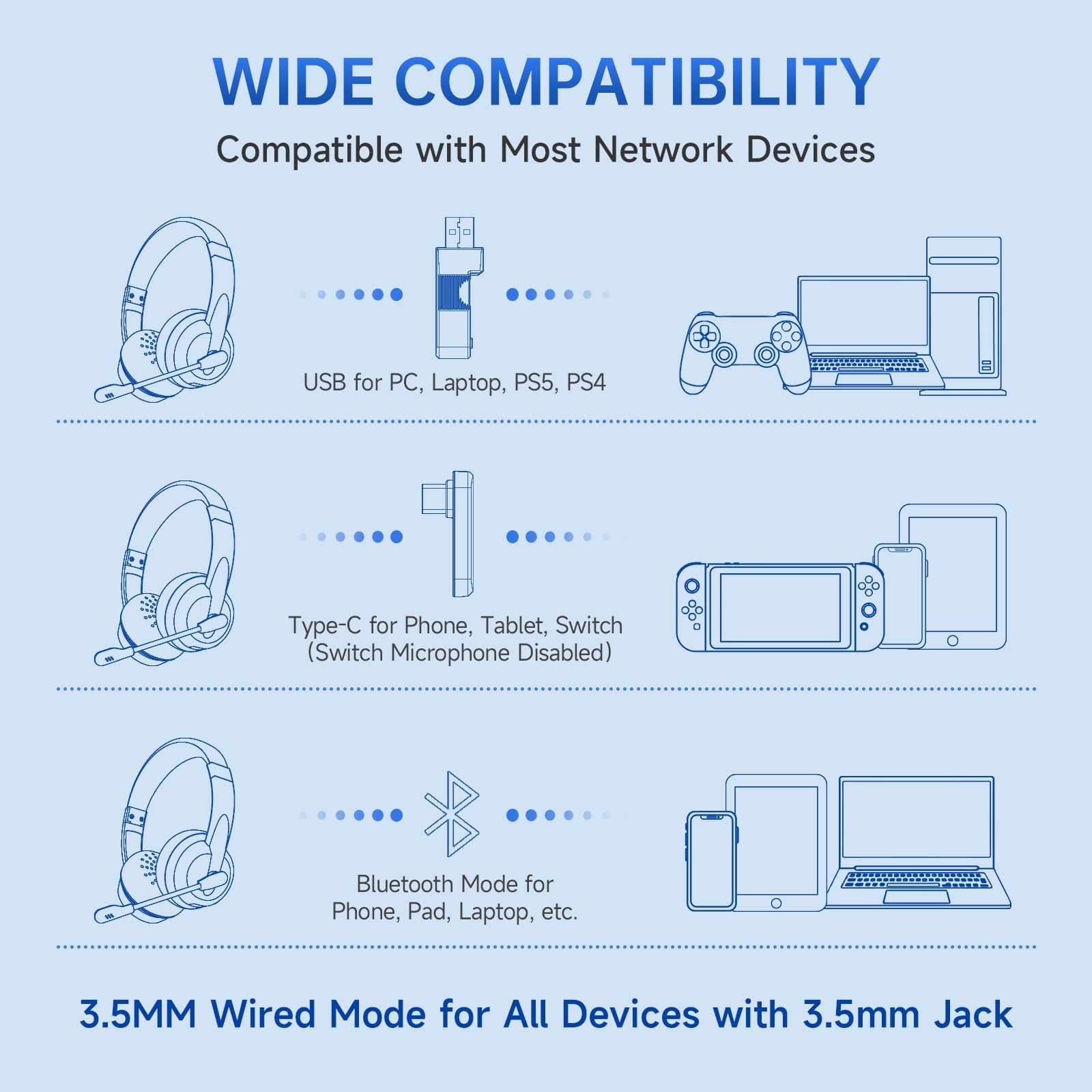WWCC PS5 Bluetooth Headsets - Walmart.com