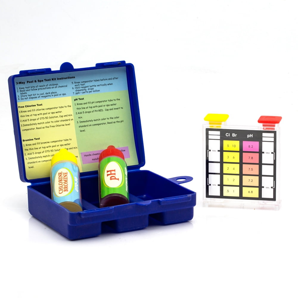 WWD POOL 3 Way Chemical Test Kit Swimming Pool Spa Water Chlorine and ...