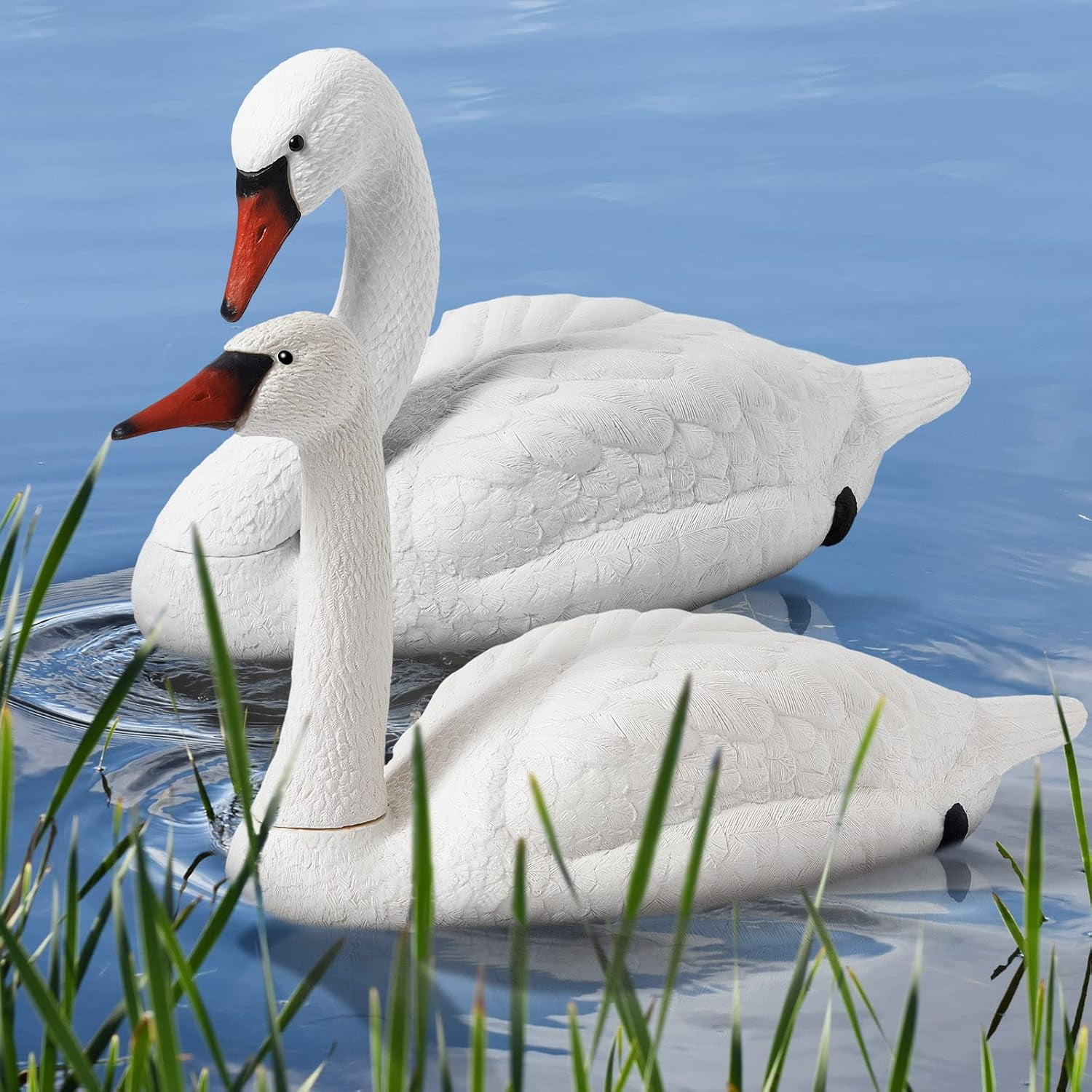 WWDBB 2 Pcs Swan Decoy Pond Floating Decoration Plastic Lifelike Goose Floating Decoys Garden ...
