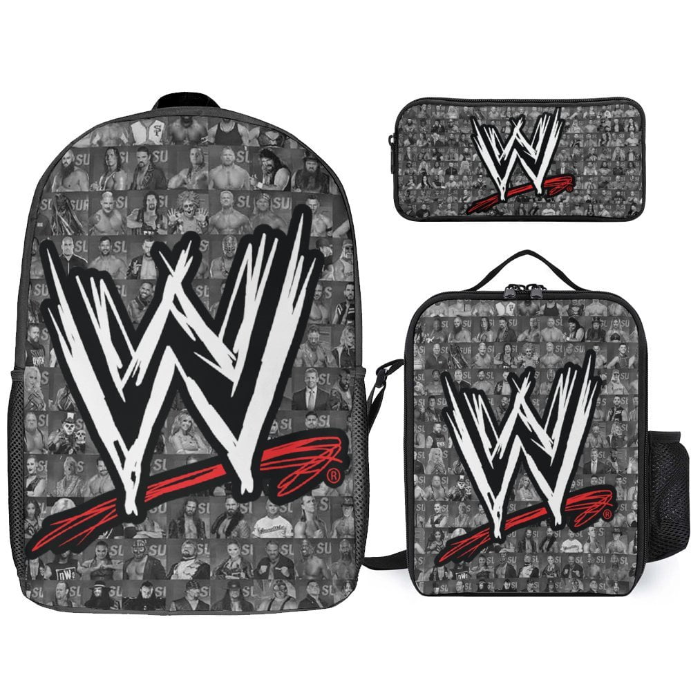 WWE 3 Pcs Backpack Set With Lunch Bag And Pencil Case Casual Bookbag ...