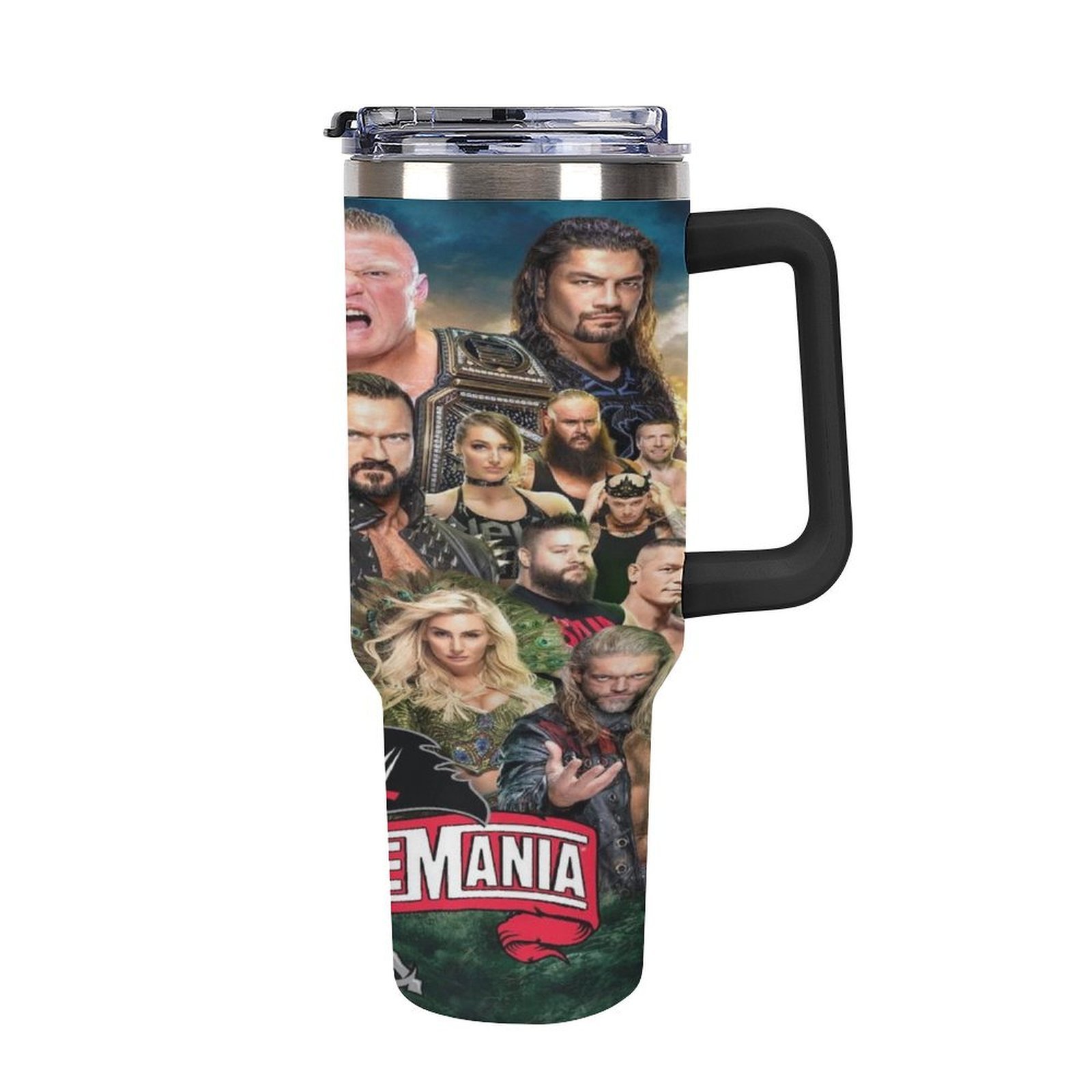 WWE 40 Oz Tumbler with Handle And Straw, Vacuum Insulated Stainless ...
