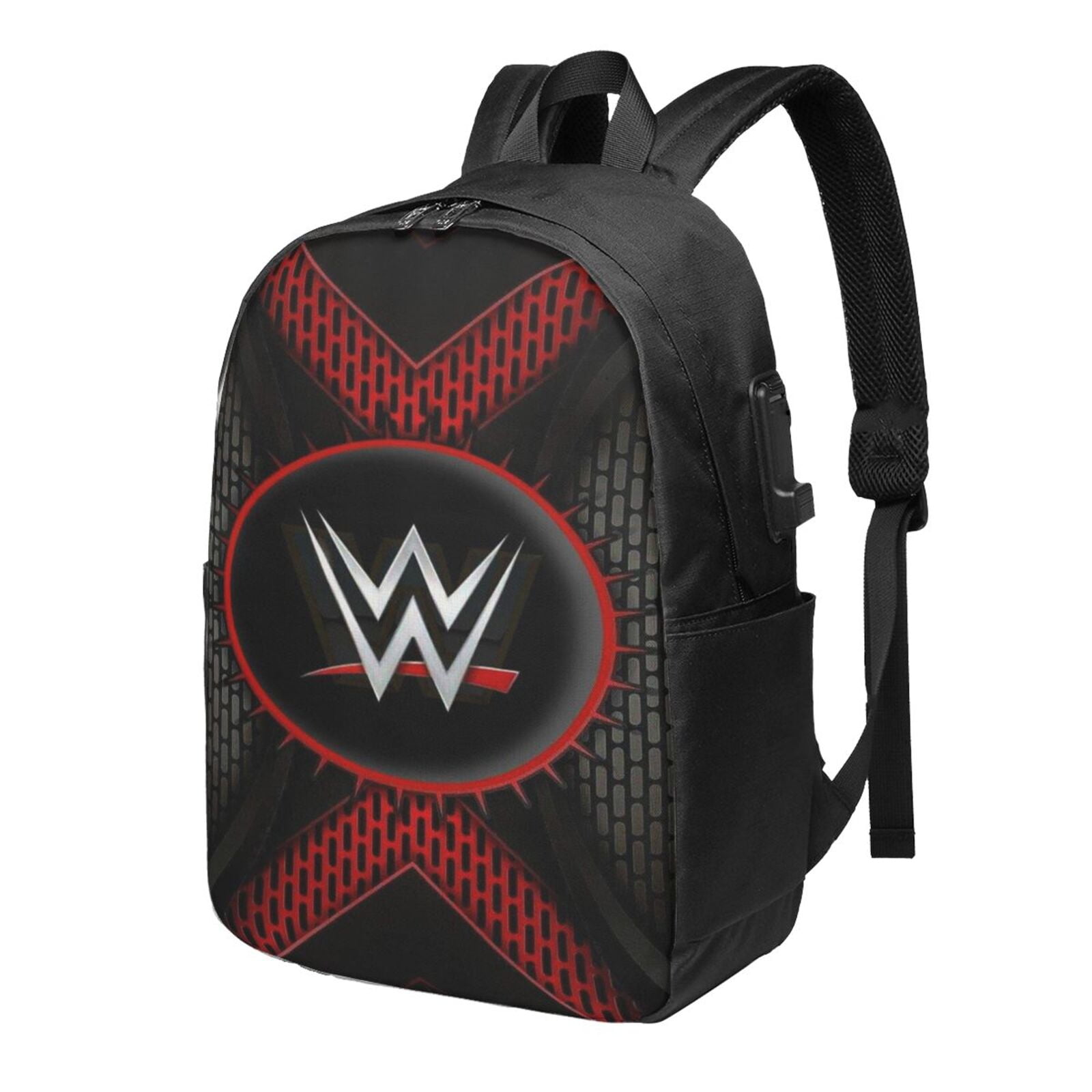 WWE Backpack with USB Charging Port Daypack Laptop Backpack Camping ...