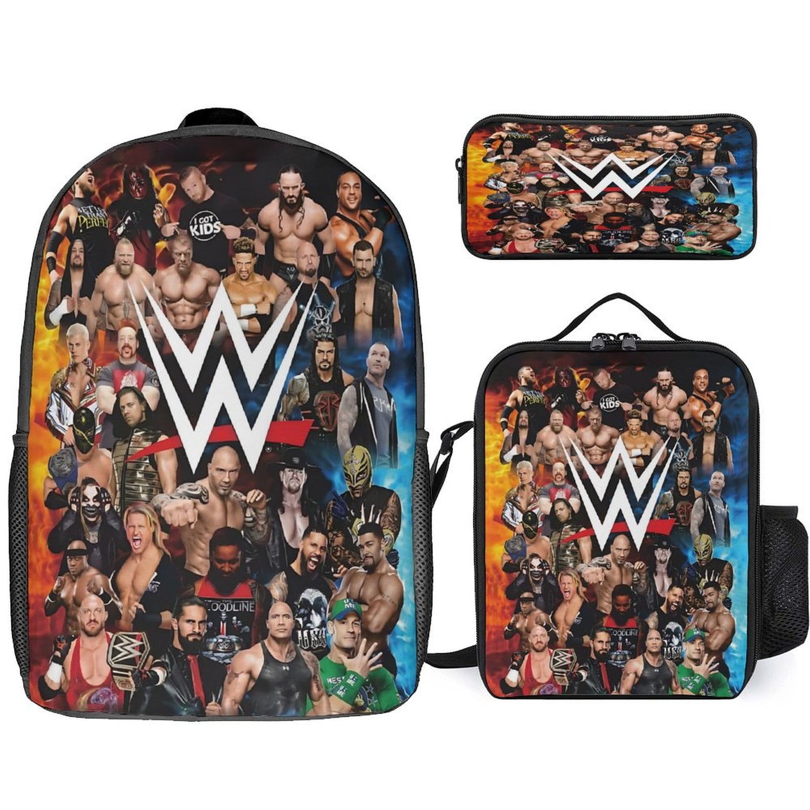 WWE Backpac Set 3d Backpac Bookbag 3 Pice with Lunch Box Lunch Bag and ...