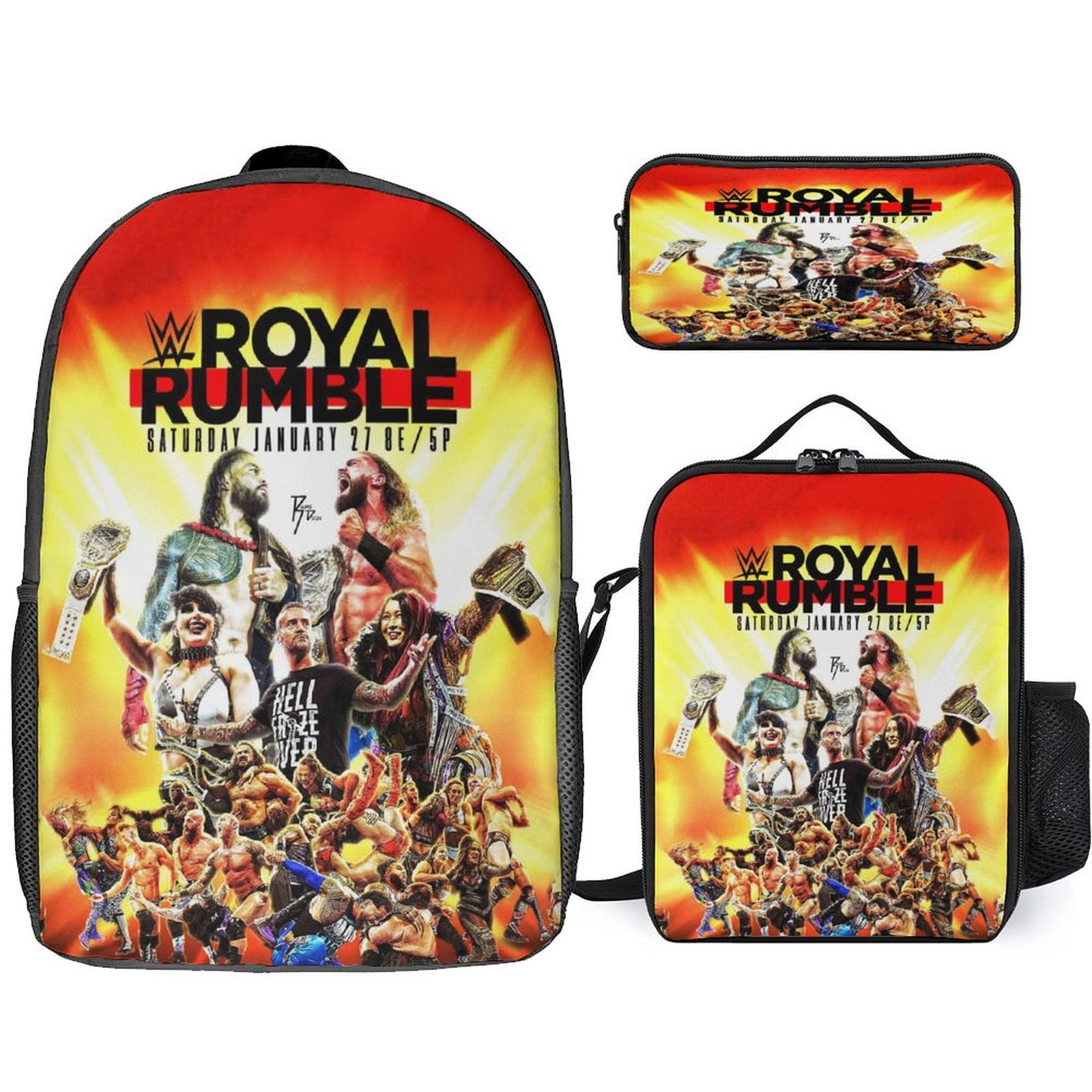 WWE Backpac Set 3d Backpac Bookbag 3 Pice with Lunch Box Lunch Bag and ...