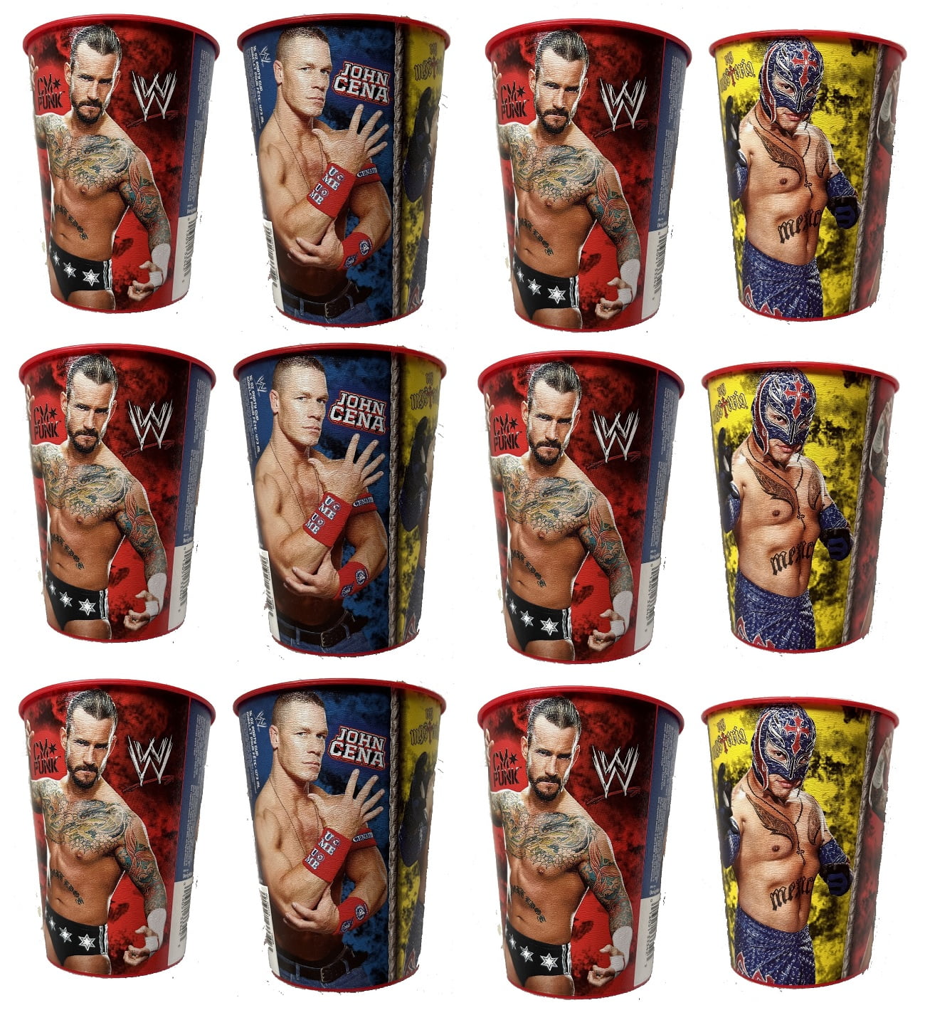 WWE Birthday Party Supplies Bundle includes 12 Plastic Reusable Cups ...