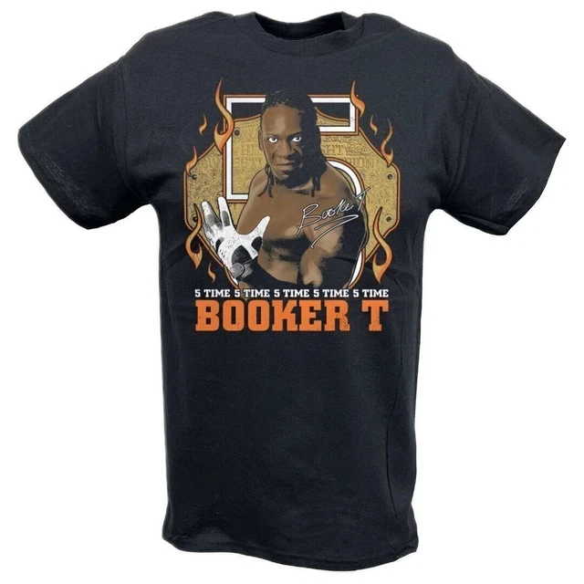 WWE Booker T Black T-Shirt Signature 5 Time - Walmart.com