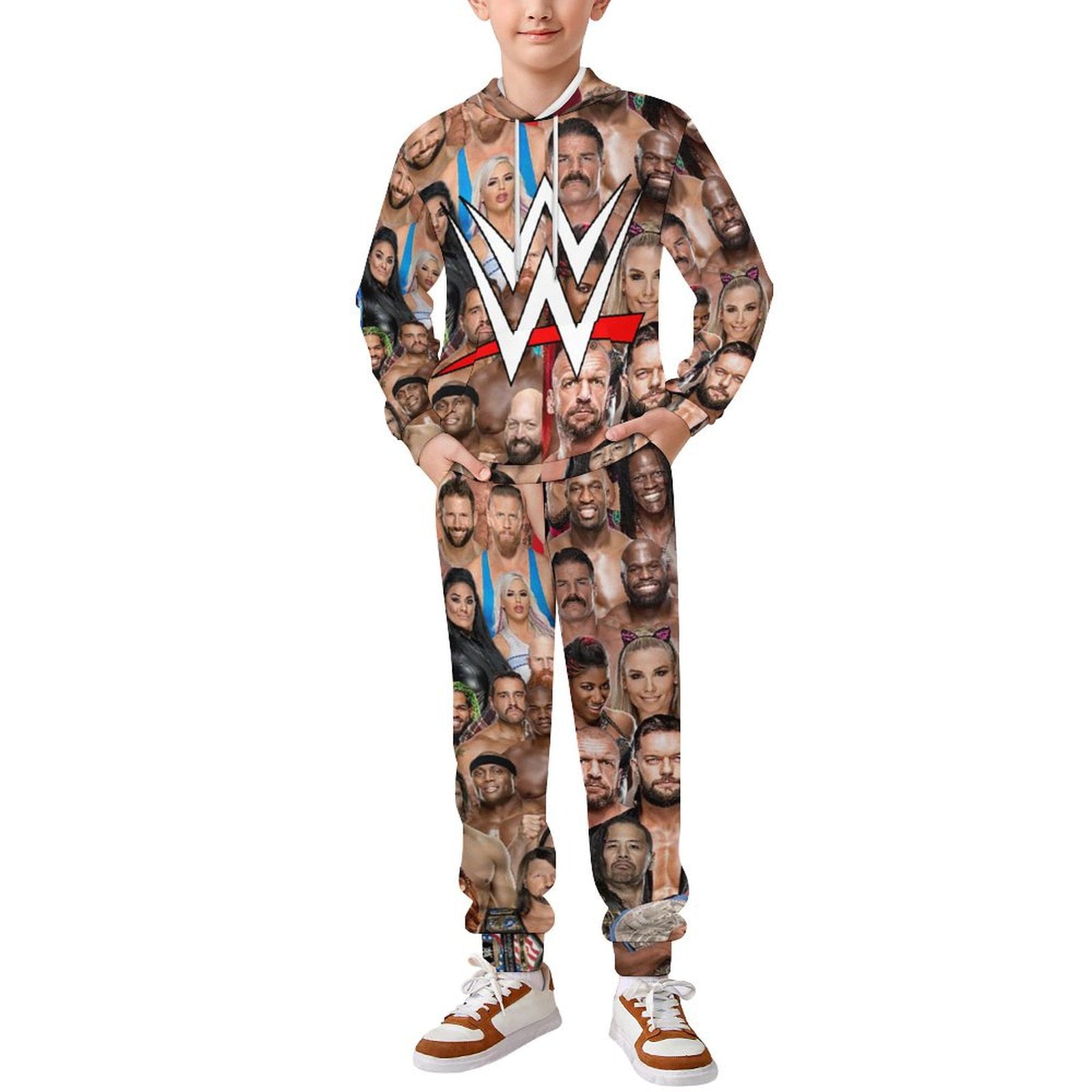 WWE Boys 2 Piece Tracksuit Athletic Sweatsuits Sets Hooded Sweatshirt ...