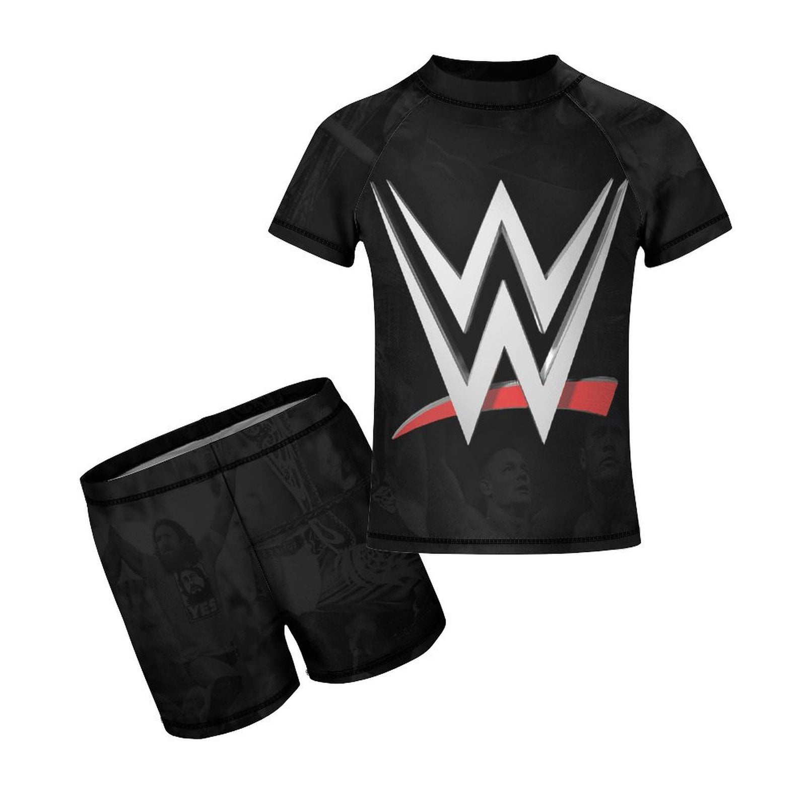 WWE Boys Rash Guard Set 2 Piece Swimsuits Short Sleeve Bathing Suits ...