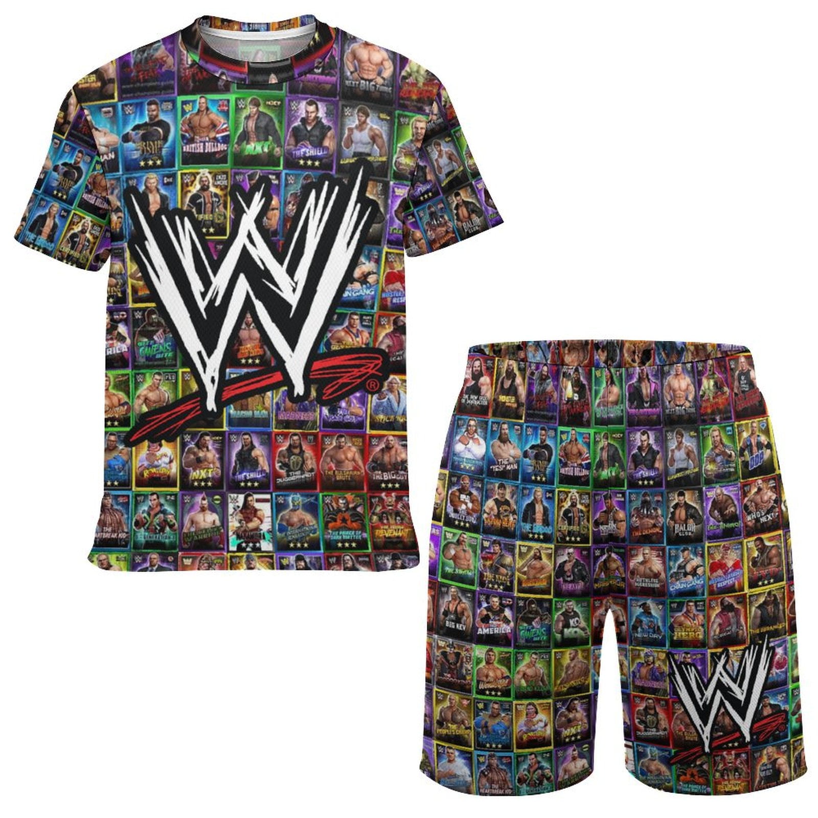 WWE Boys Short Sleeve Mesh T-Shirt And Shorts Outfit Set Summer Clothes ...